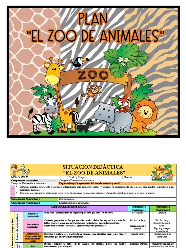 PLAN EL ZOO DE ANIMALES DULCE CANDY 19 | PDF | Educación de la primera ...