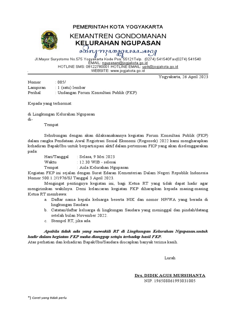 Template_Undangan FKP ke RT | PDF