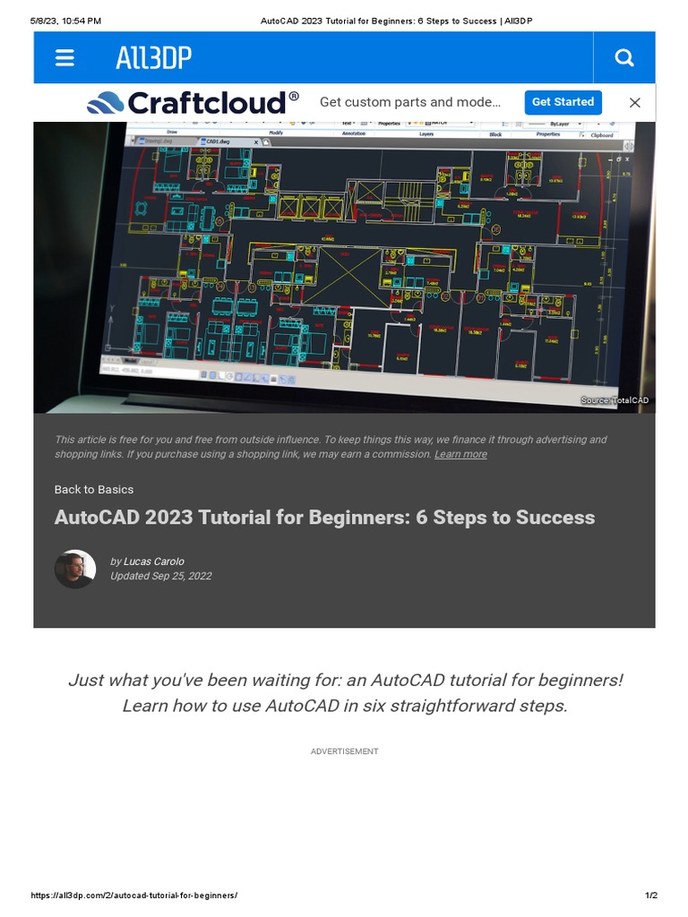 AutoCAD 2023 Tutorial For Beginners - 6 Steps To Success - All3DP | PDF