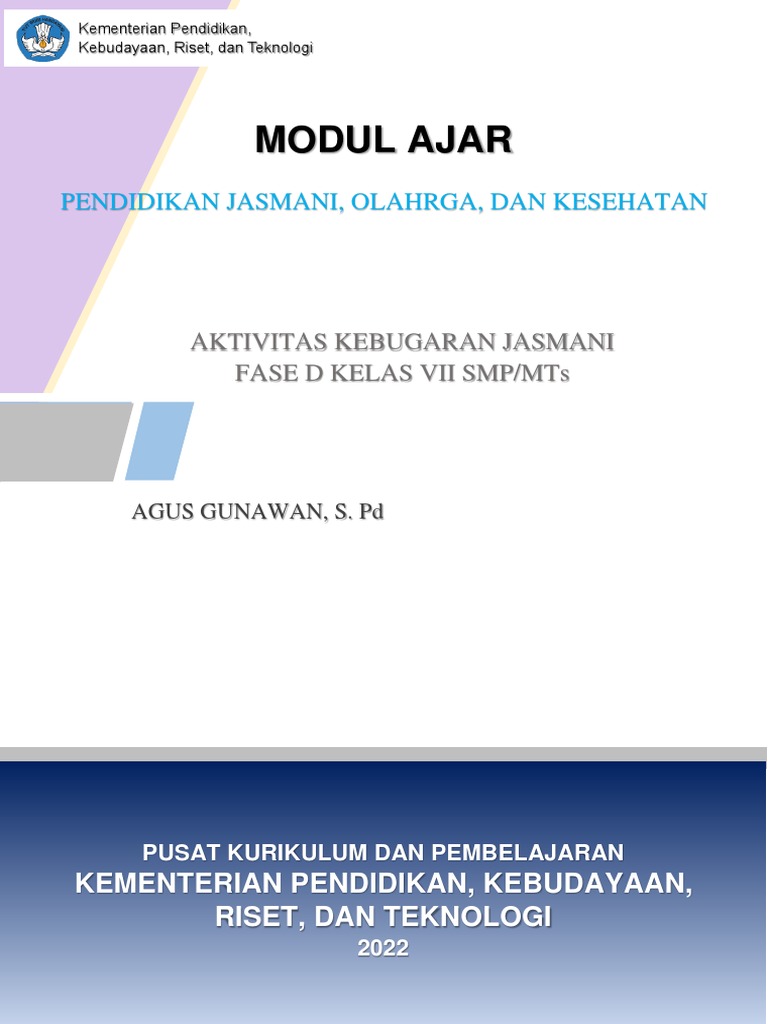Modul Ajar Pendidikan Jasmani, Olahraga, Dan Kesehatan (PJOK) - Aktivitas Kebugaran Jasmani ...