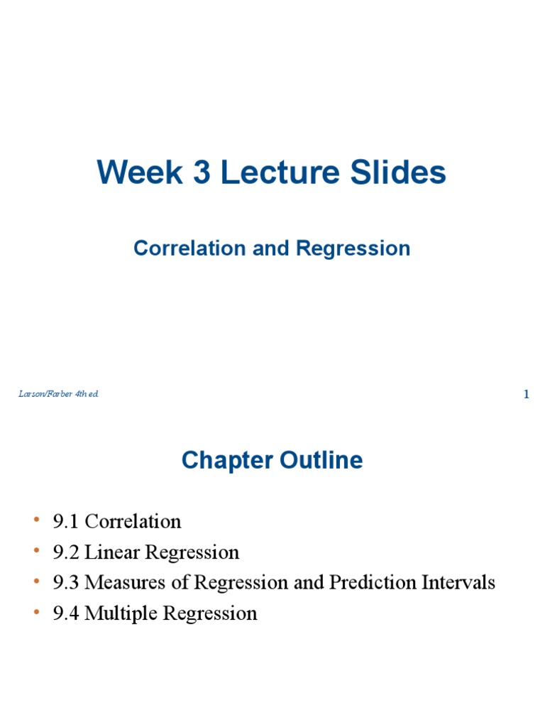 Lecture - Slides - 3 - Correlation and Regression | PDF | Regression Analysis | Linear Regression