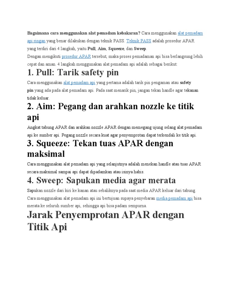 Cara Penggunaan APAR | PDF