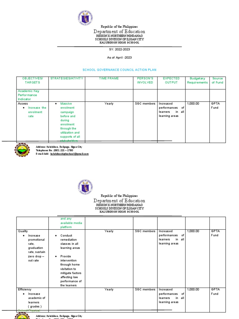 SGC Action Plan Revised | PDF