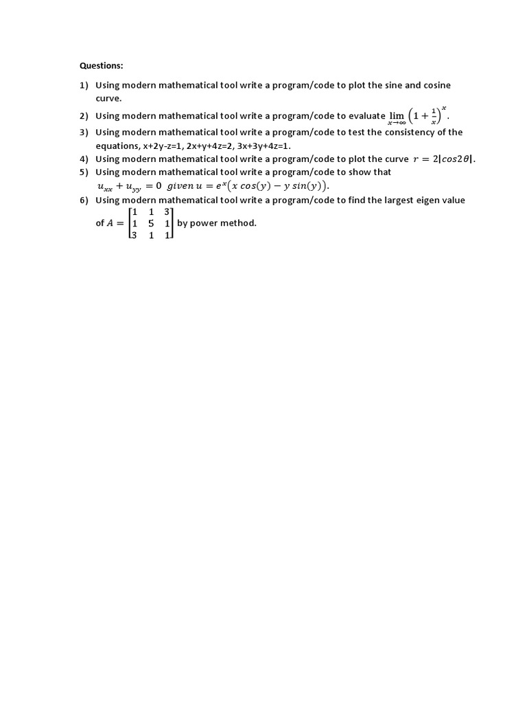 Program For Engineering 1ST Sem | PDF | Functions And Mappings | Applied Mathematics