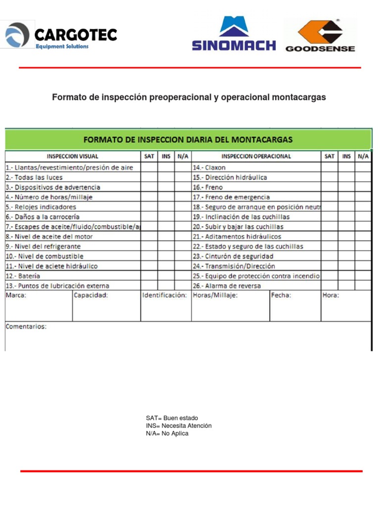 Check List Preoperacional | PDF