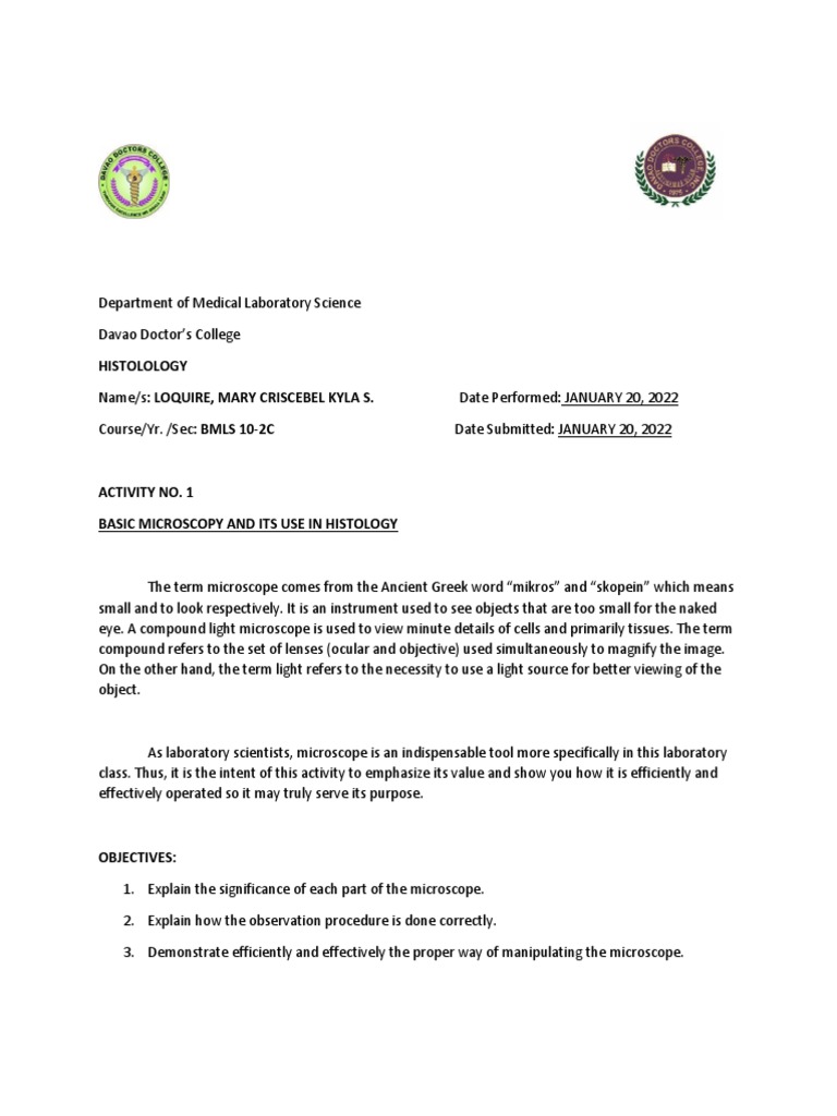 The Fundamentals of Microscopy: A Guide to Operating Microscopes and Their Use in Histology ...