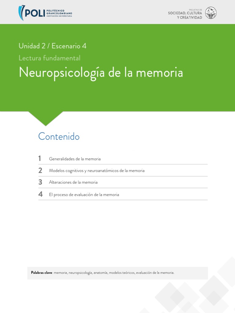 Neuropsicologia De La Memoria Pdf Memoria Demencia