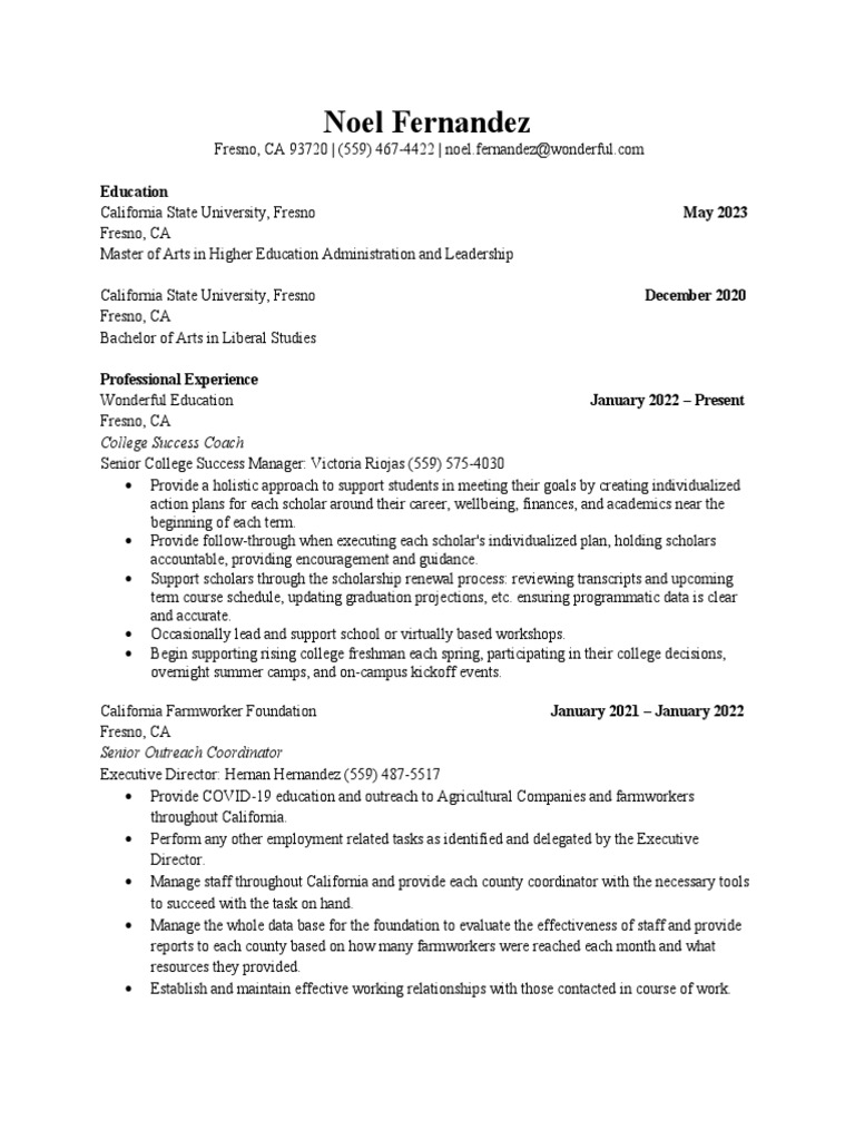 noel fernandez - resume | PDF