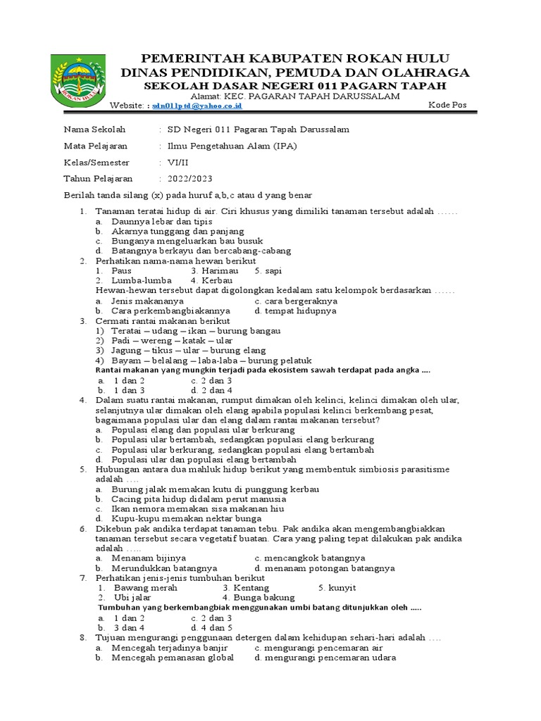 SOAL Ujian IPA KELAS 6 ( SEM 2) | PDF