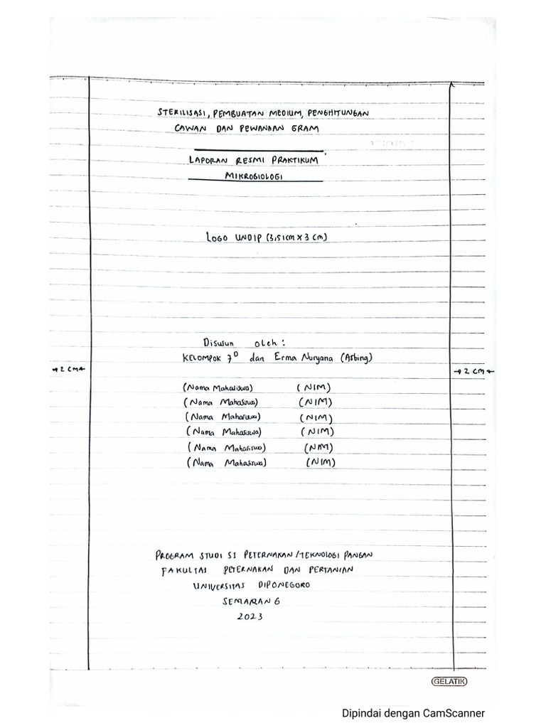 Format Laporan Tulis Tangan - Mikrobiologi 2023 | PDF