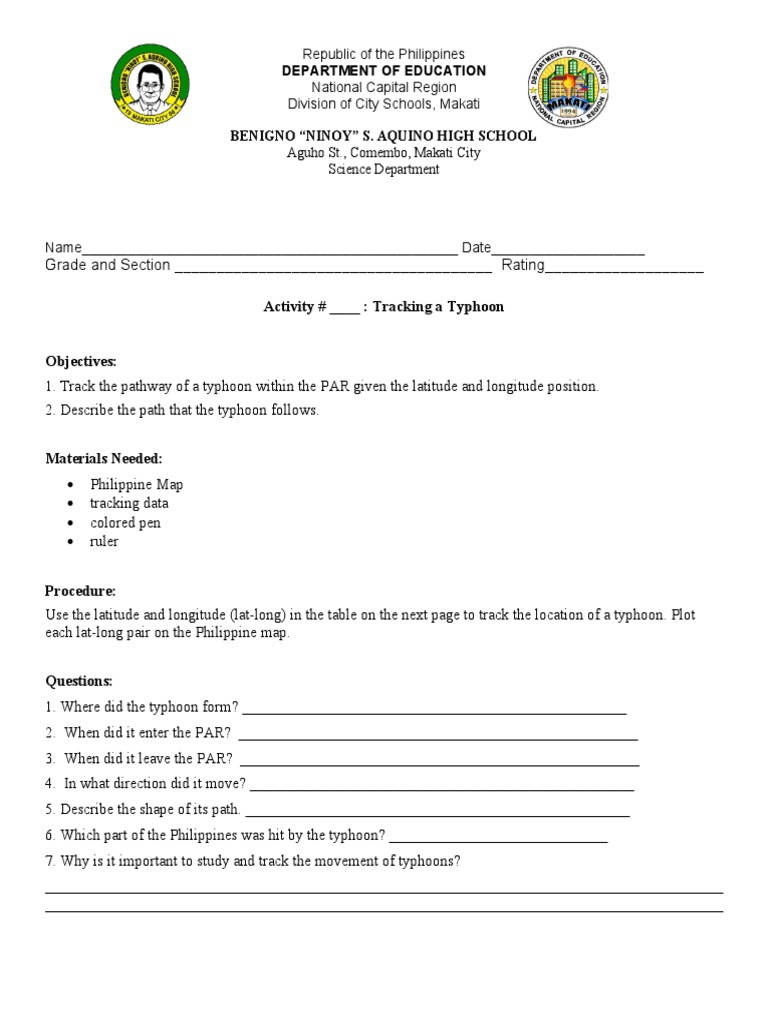 Activity - Tracking A Typhoon | PDF | Makati | Storms