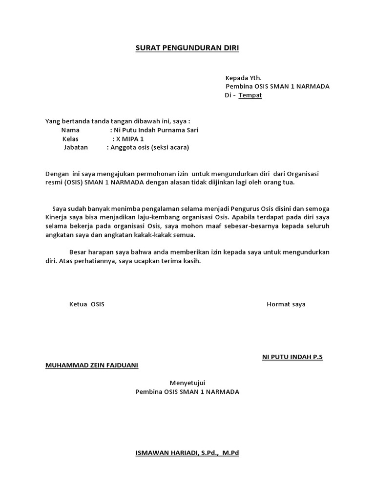 Surat Pengunduran Diri PDF | PDF