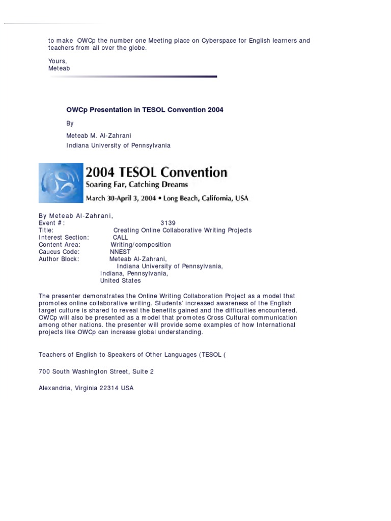 Online Collaborative Writing Projects | PDF