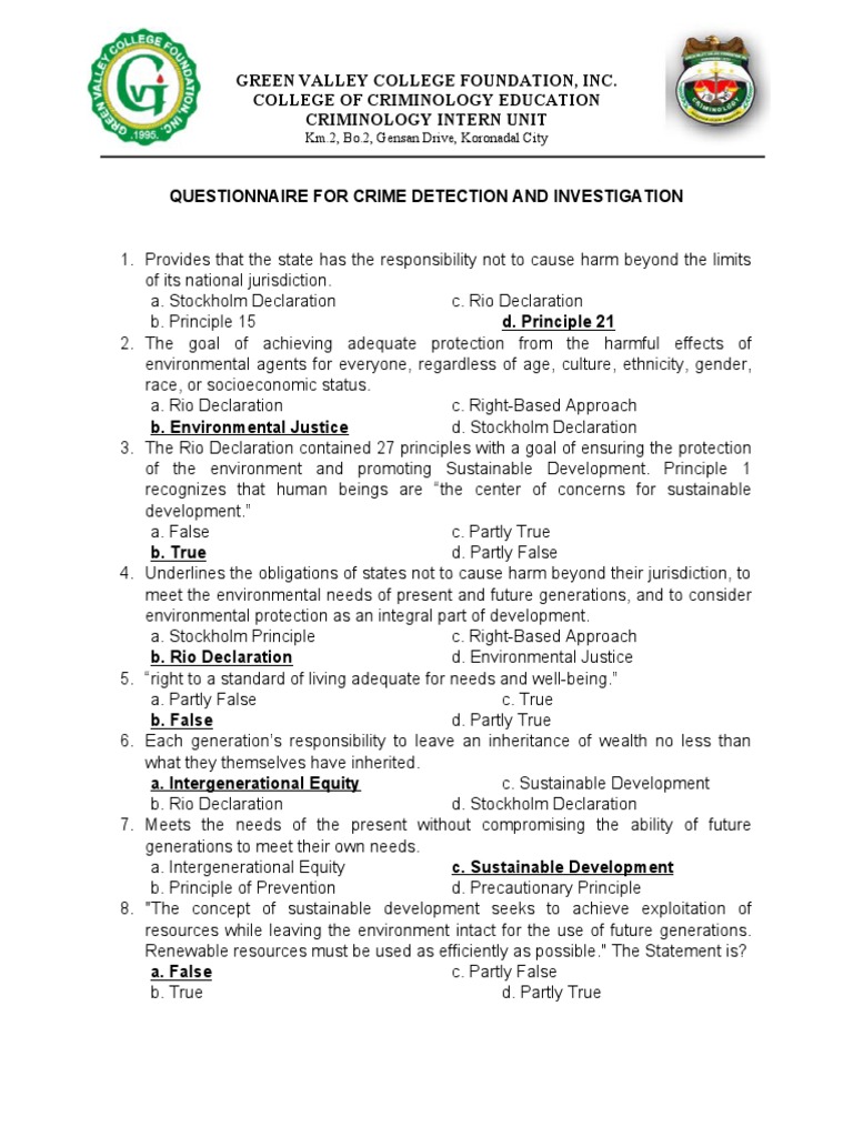 Cdi Questionnaire | PDF | Sustainability | Sustainable Development