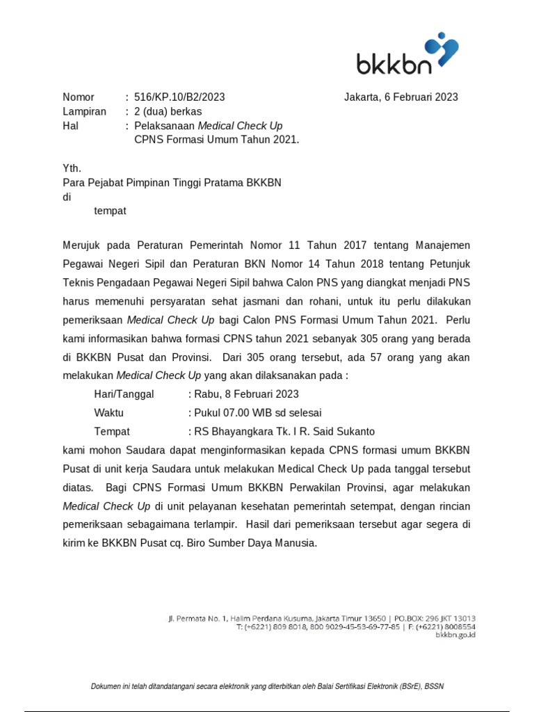 Surat Permohonan MCU Ke PTP PDF | PDF