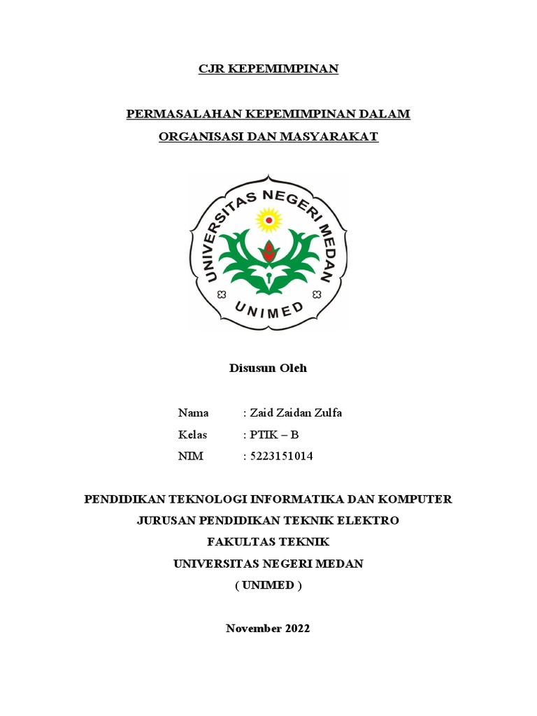 Tugas CJR Kepemimpinan Zaid Zaidan Zulfa 5223151014 | PDF
