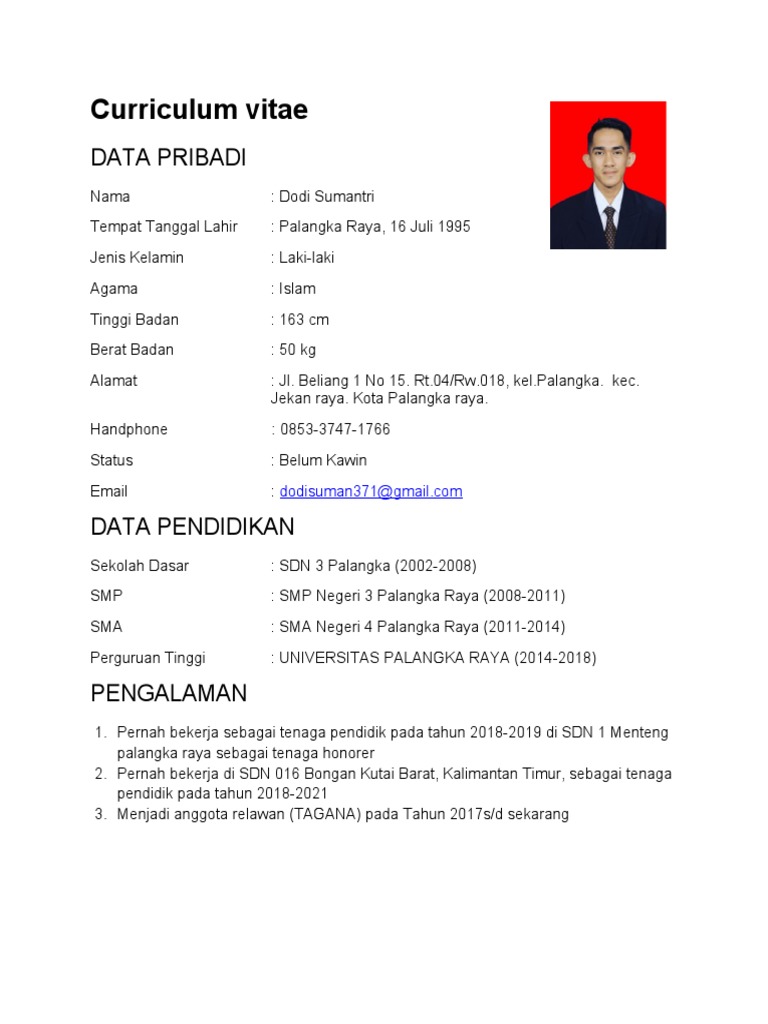 Curriculum Vitae | PDF | Kesehatan Holistik | Gaya Hidup