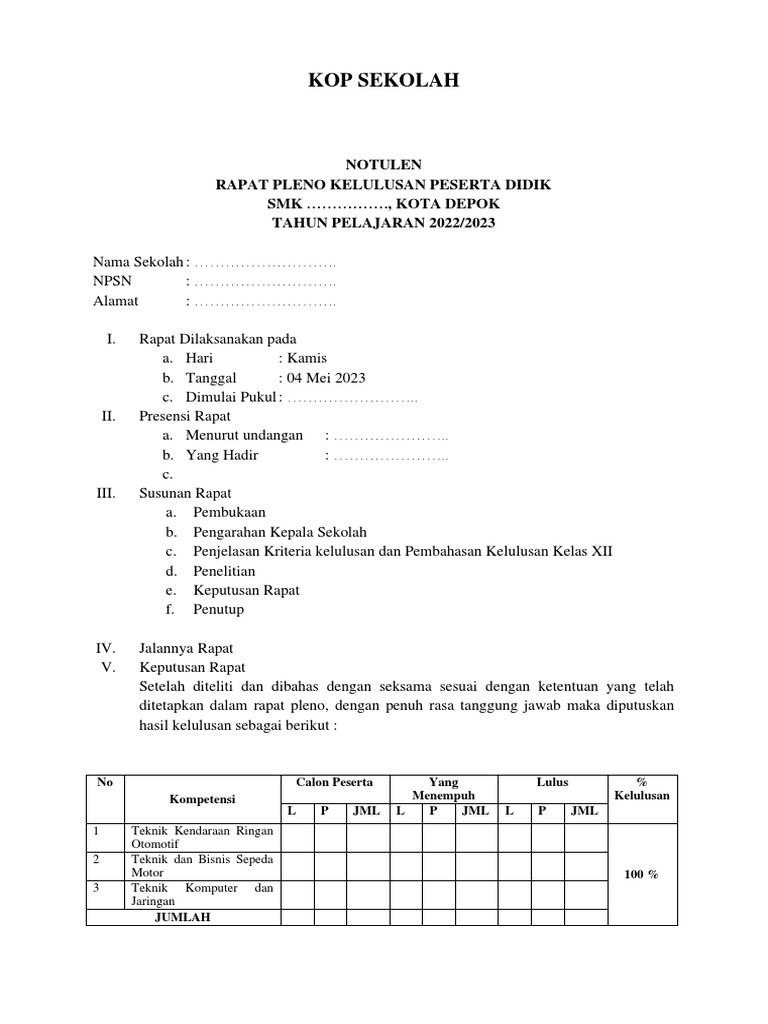 03 - Notulen Rapat Kelulusan 2020 - 2021 | PDF