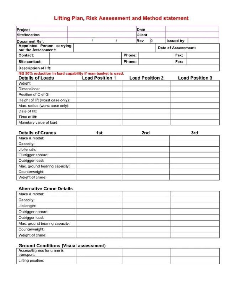 Lifting Plan Form | PDF
