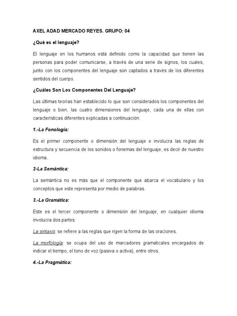 El Lenguaje y Sus Componentes | PDF