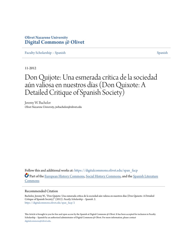 Don Quijote_ Una esmerada crítica de la sociedad aún valiosa en n.pdf ...