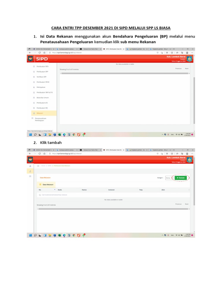 Cara Entri TPP Desember 2021 Di Sipd Melalui SPP LS Biasa | PDF