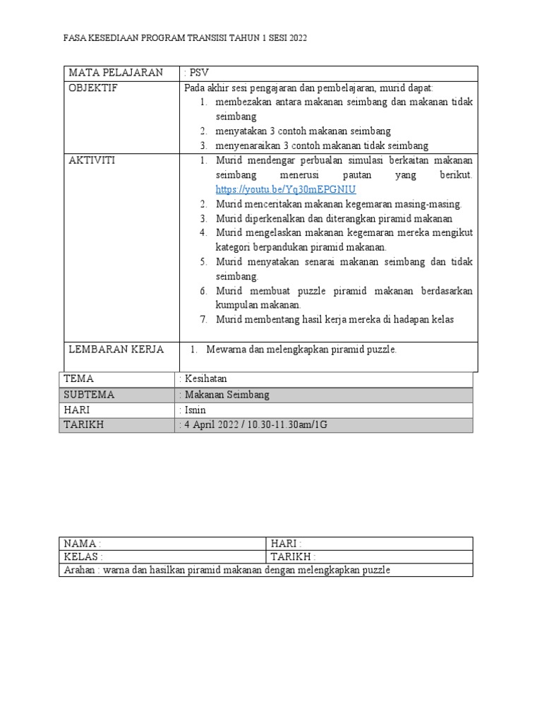 RPH Fasa Kesediaan - Jaya | PDF