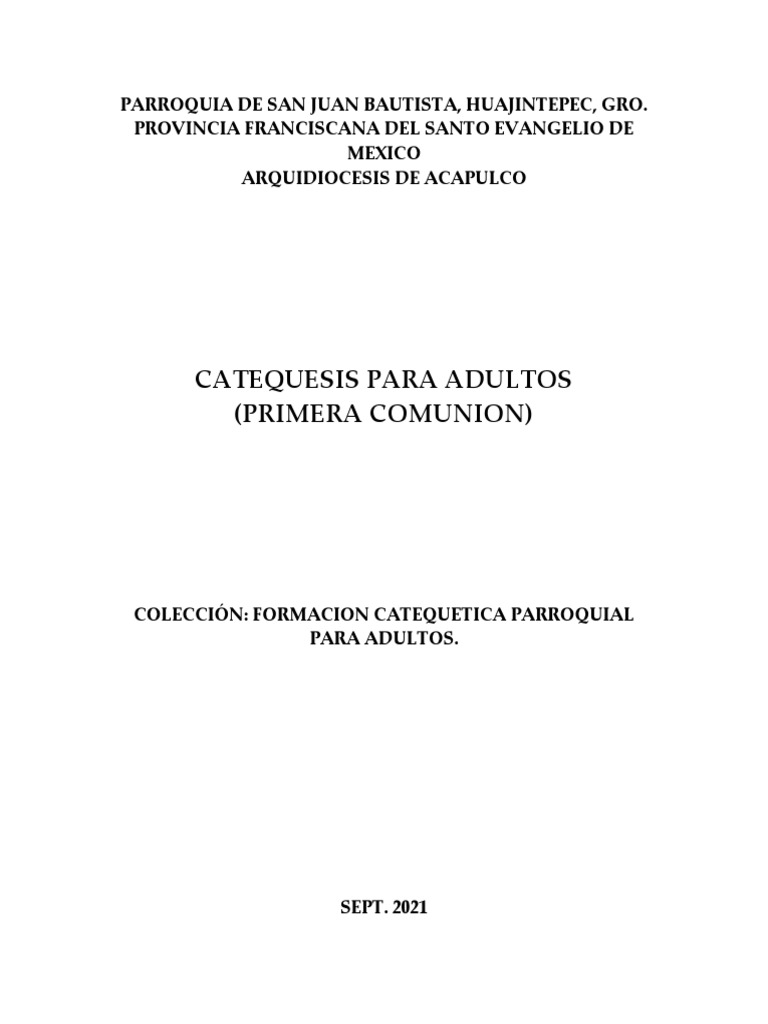 Catequesis para Adultos: Primera Comunión | PDF | eucaristía | Oración