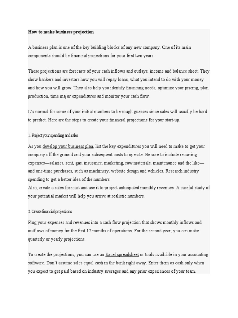 How to make business projection | PDF | Expense | Balance Sheet