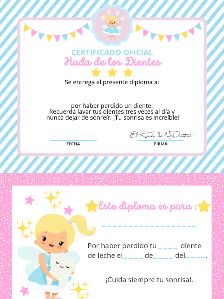Certificado Oficial Hada de Los Dientes PDF | PDF | Salud y bienestar