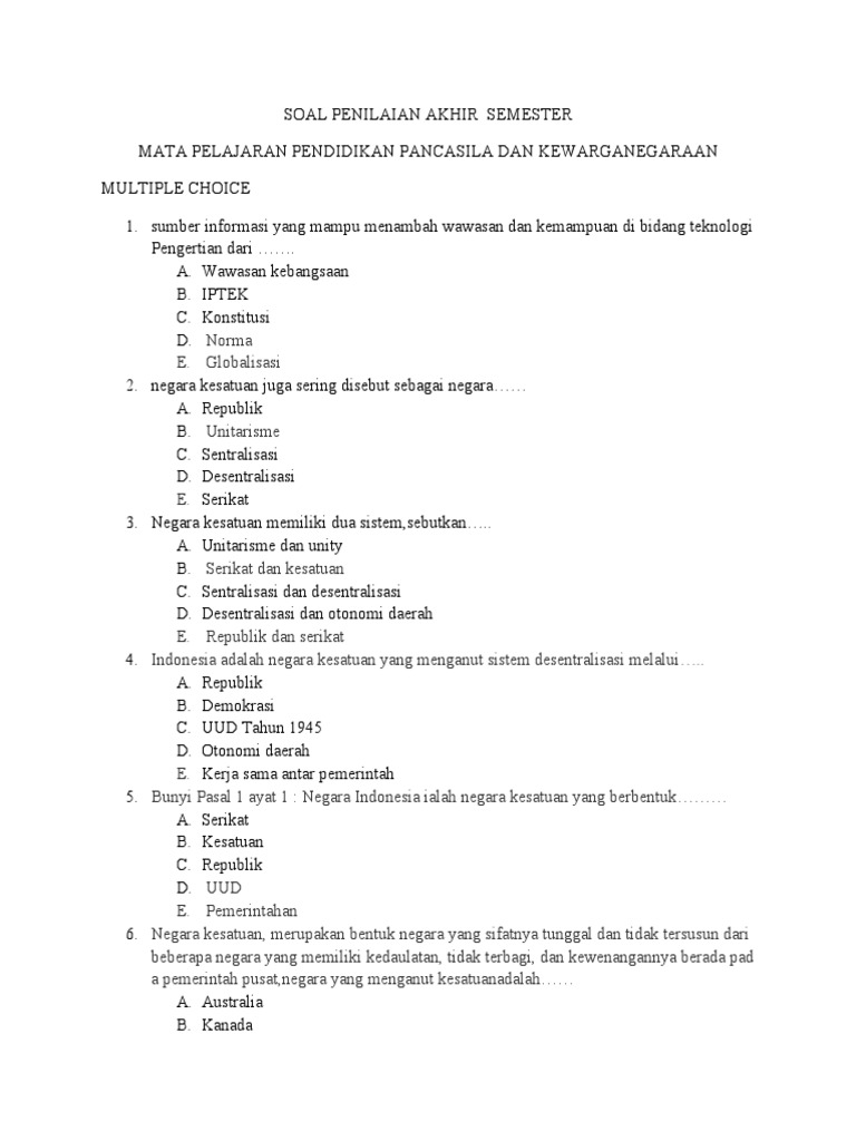 Latihan Soal PPKN | PDF