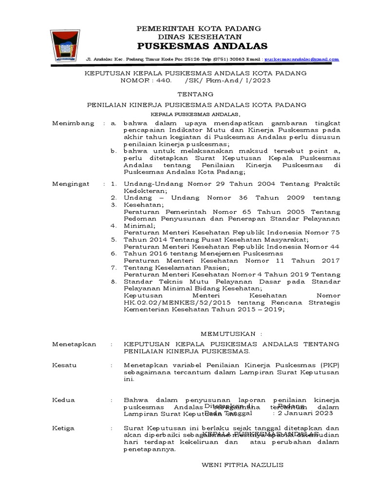 SK Penilaian Kinerja | PDF