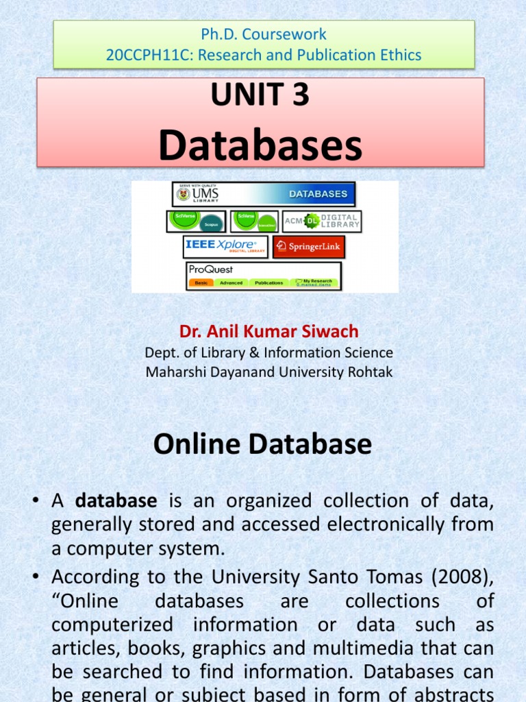 Unit 3 - Databases PDF | PDF | Citation | Academic Journal
