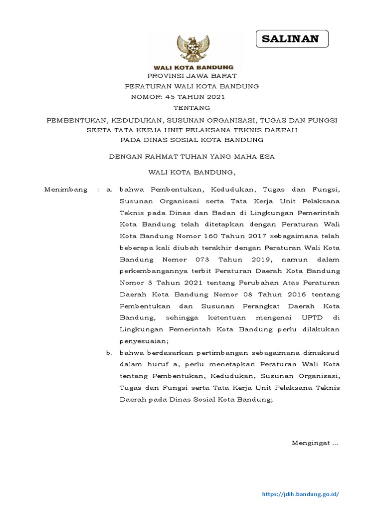 SLN Perwal 45 Tahun 2021 | PDF