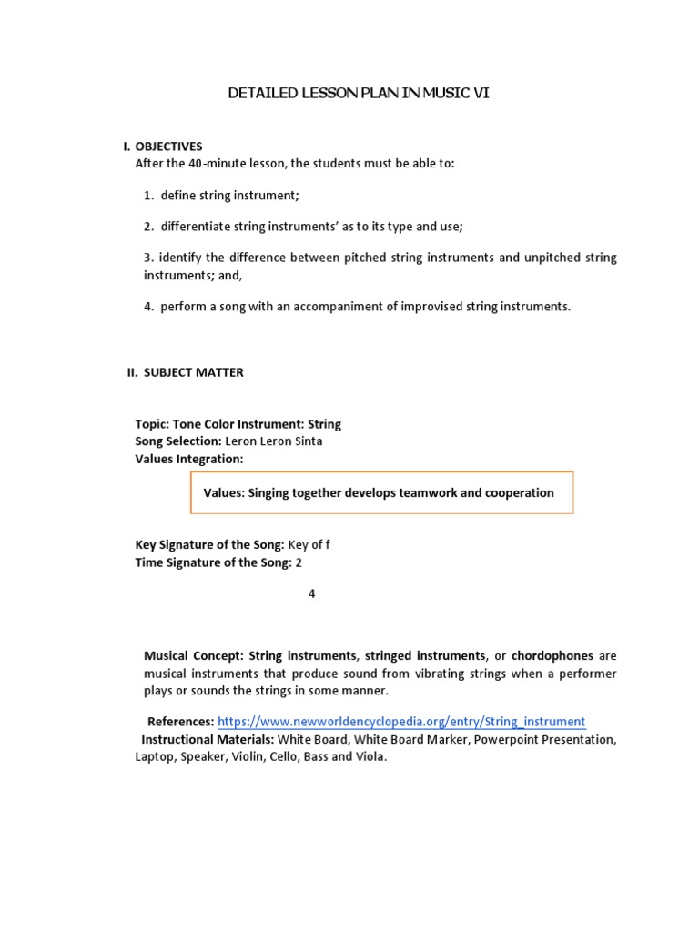 Music Lesson: String Instruments | PDF | Double Bass | Violin