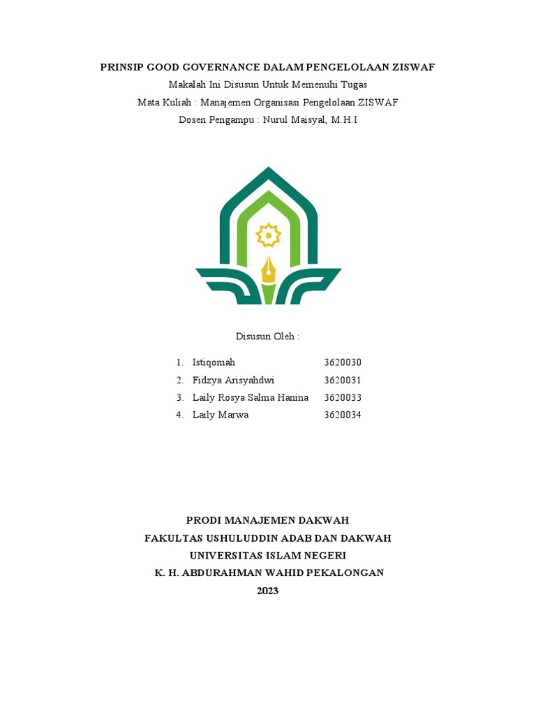 Prinsip Good Governance ZISWAF | PDF | Karier & Perkembangan