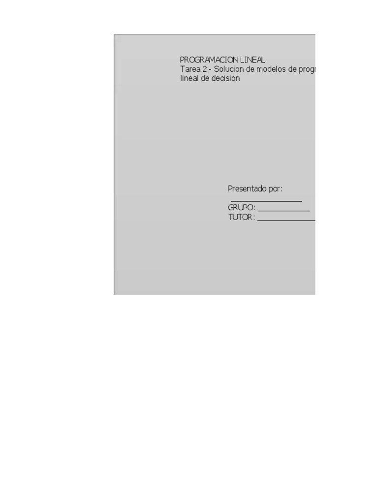 PDF Tarea 1 Programacion Lineal1 - Compress | Descargar gratis PDF | Programación lineal ...