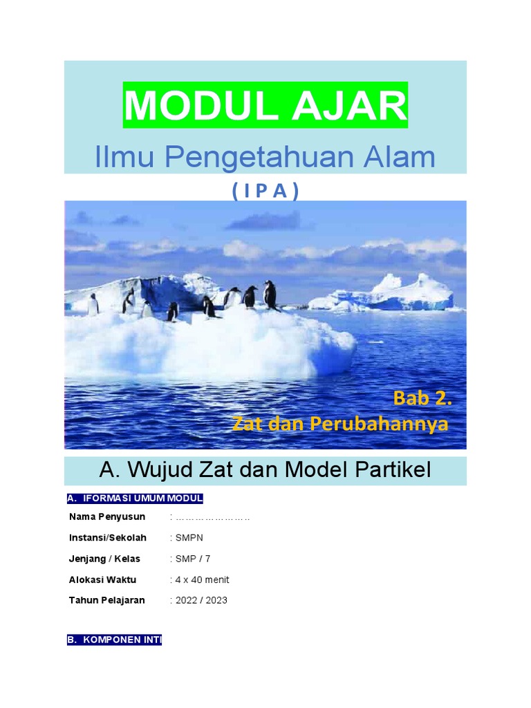 MA Bab 2. Zat Dan Perubahannya - A. Wujud Zat Dan Model Partikel | PDF ...