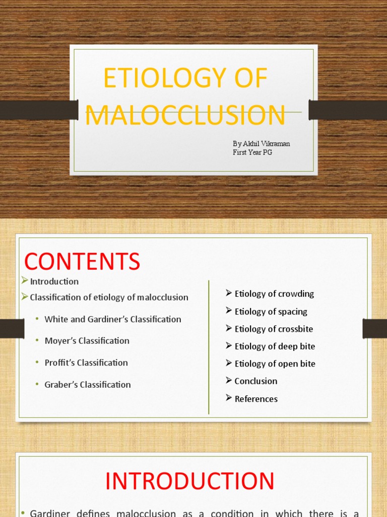 Classifications of Malocclusion Etiology | PDF | Human Tooth | Dental ...