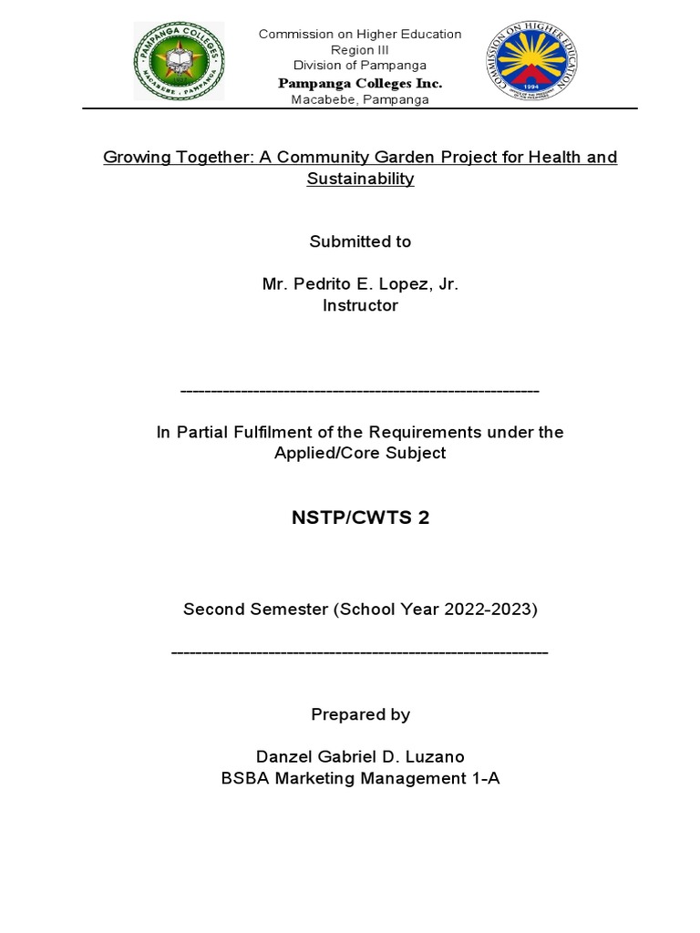 NSTP Project Proposal | PDF | Sustainable Agriculture | Local Food