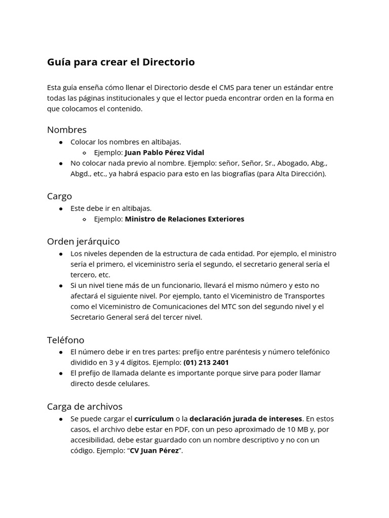 Modelo para Directorio | PDF