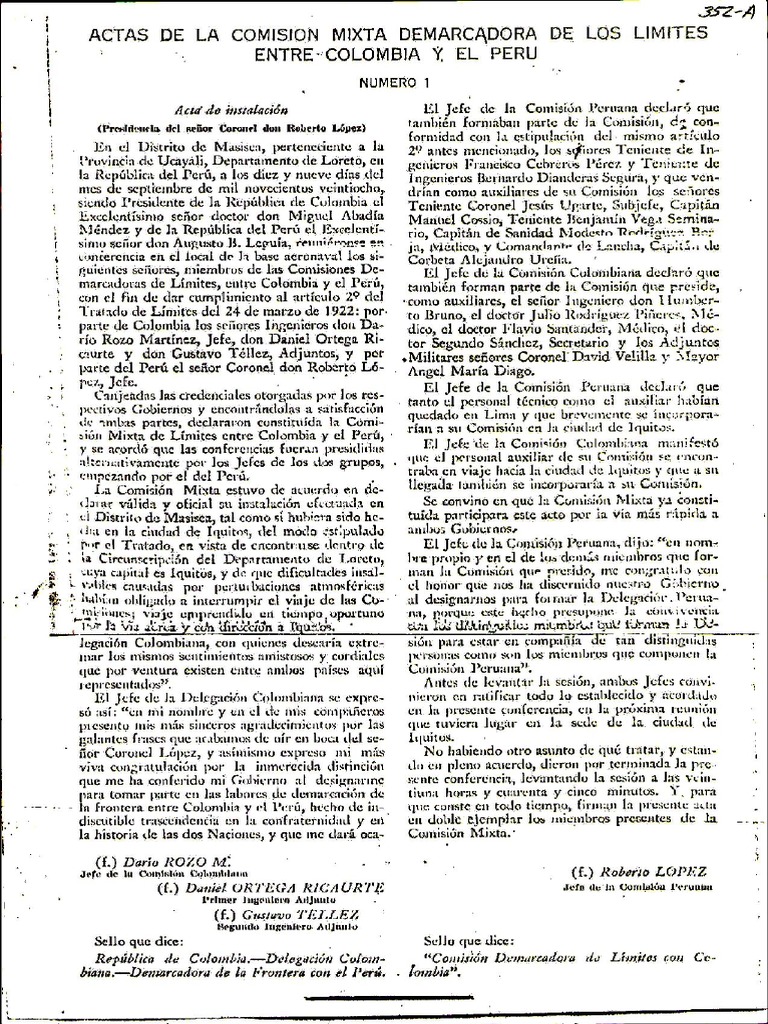 Acta de La Comisión Mixta Demarcadora de Los Limites Entre Colombia y ...