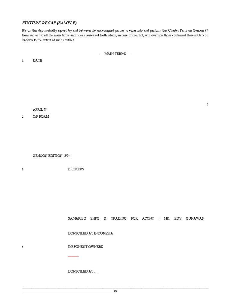 CP Draft (1) TO OWS | PDF | Cargo | Shipping