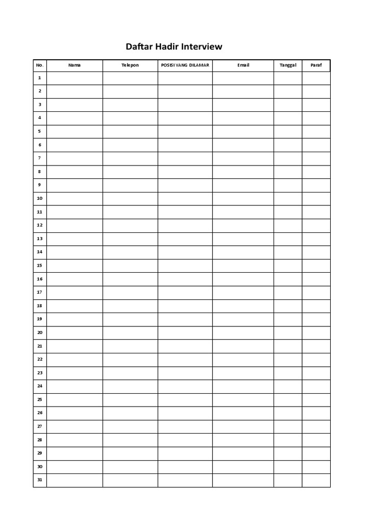 Daftar Hadir Interview | PDF