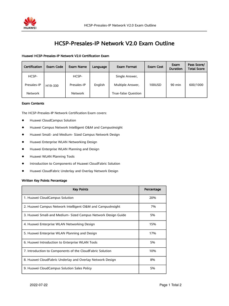 HCSP-Presales-IP Network Exam Guide | PDF | Wireless Lan | Computer Network