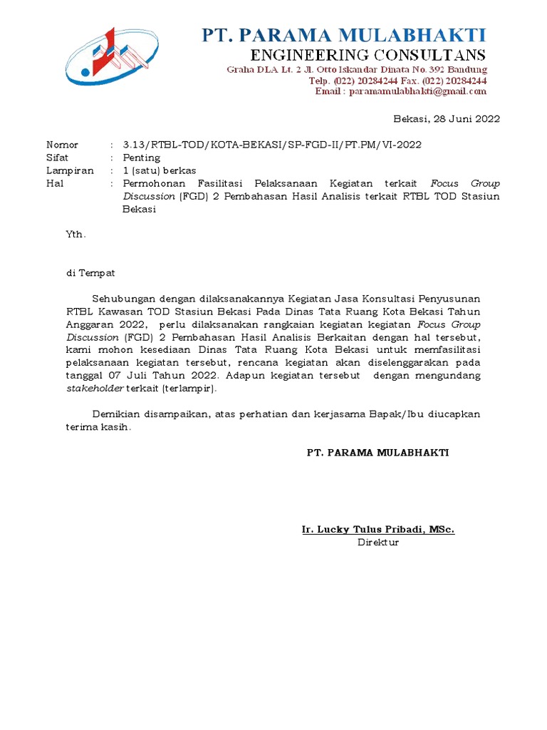 Surat Permohonan Fasilitasi FGD 2 | PDF