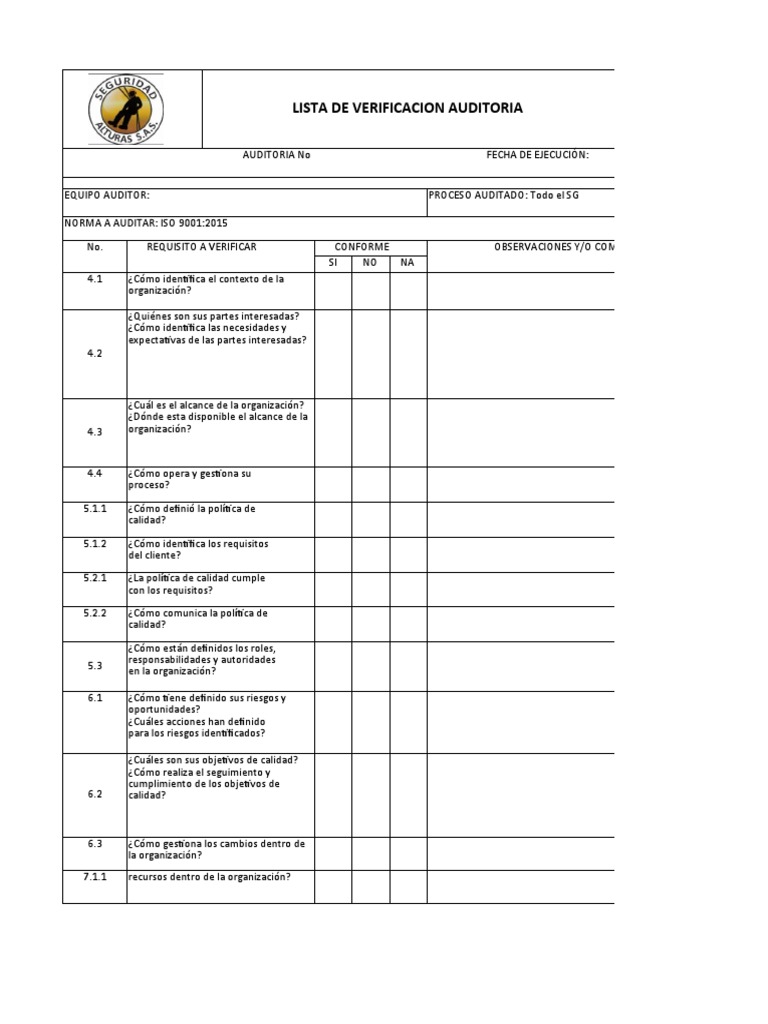Lista de Verificacion Auditoria | PDF | Auditoría | Business