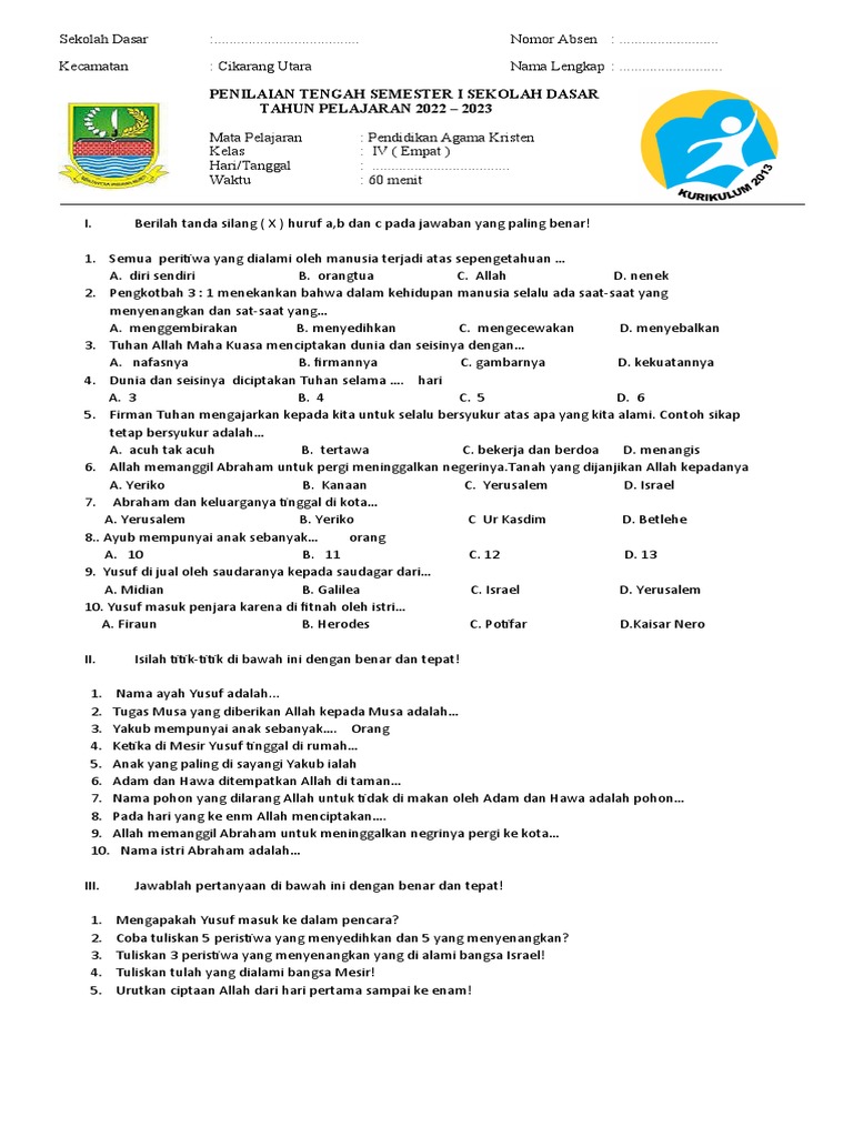 kop soal PTS 4- Copy (1) | PDF