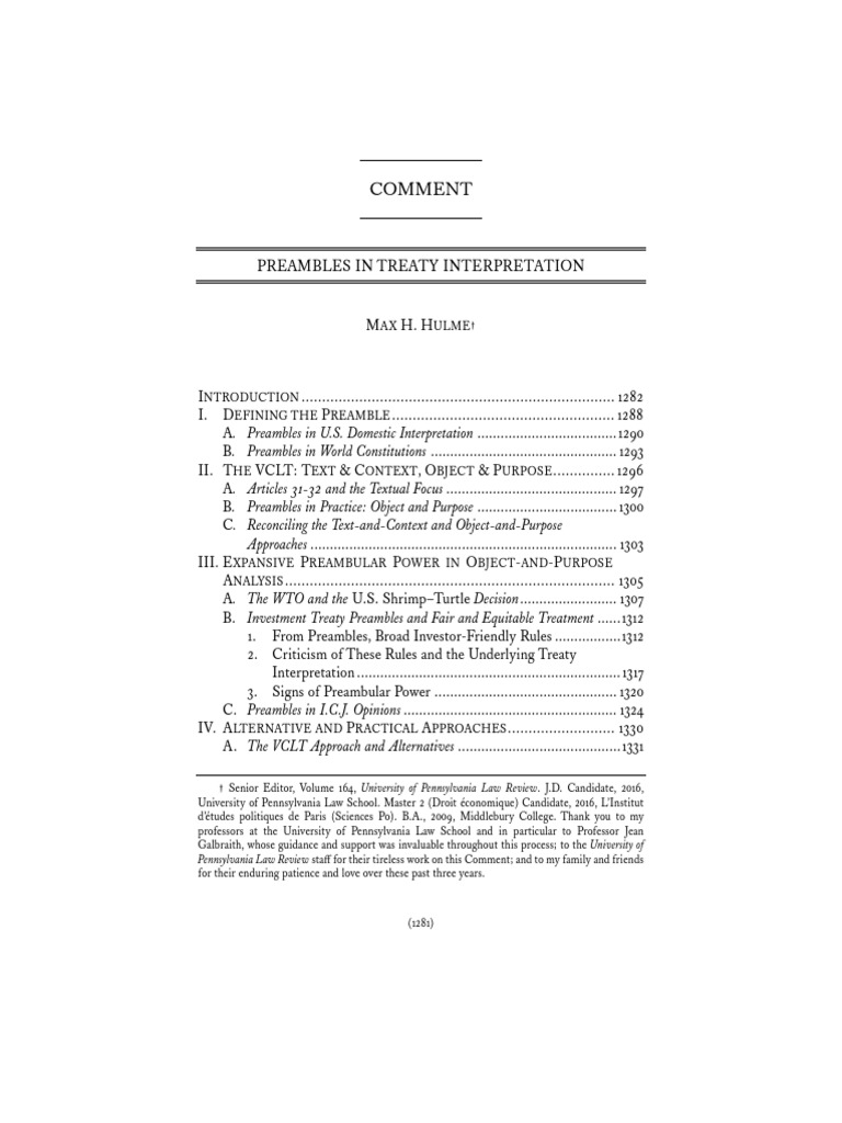 Preambles in Treaty Interpretation | PDF | Treaty | Commerce Clause