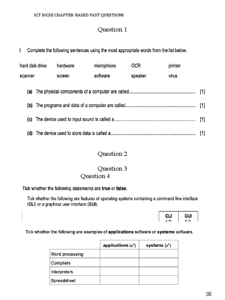 Ict Igcse Chapter Based Past Questions Pdf